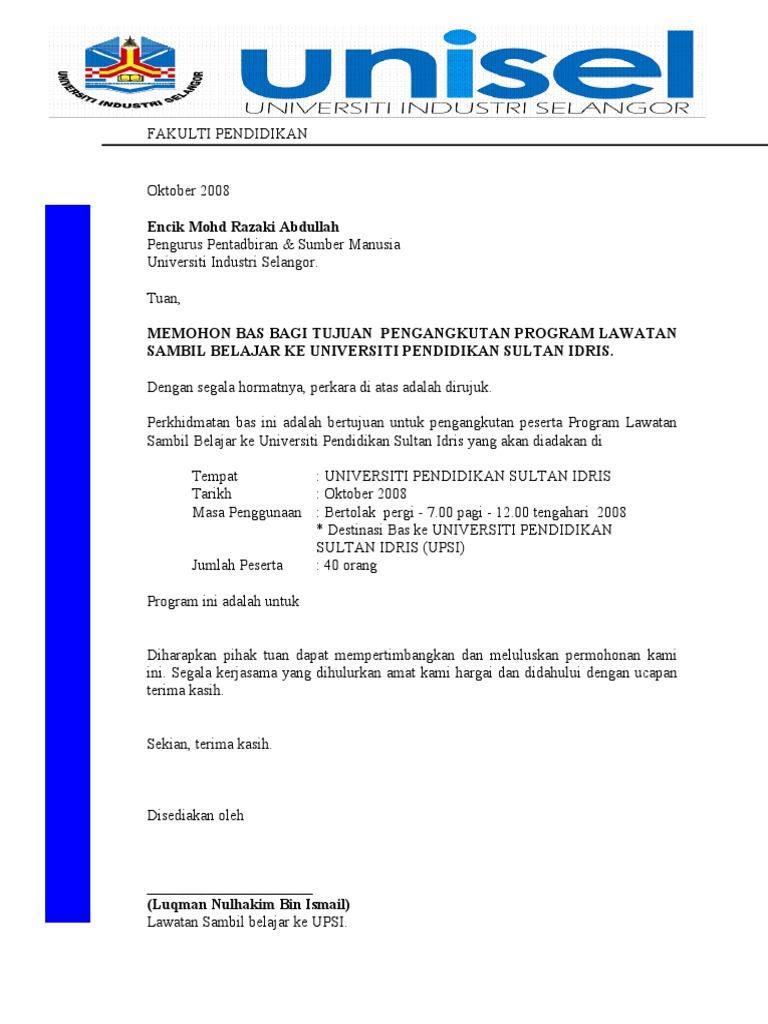 Surat Mohon Ke Upsi | PDF | Bisnis