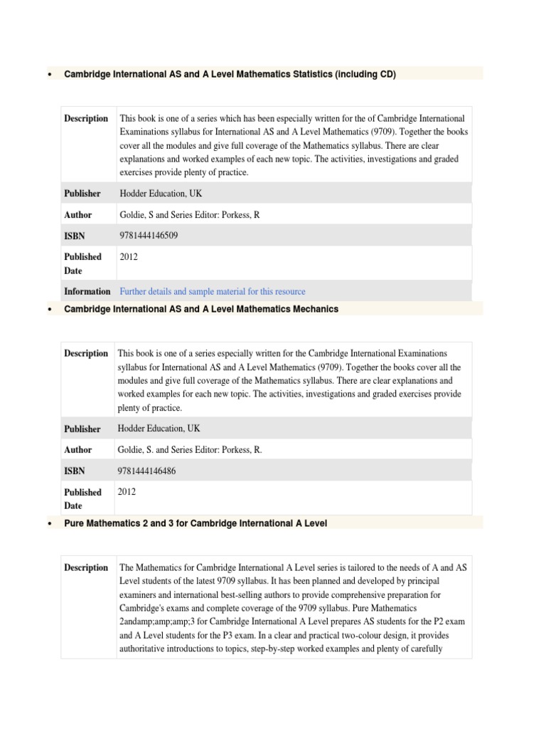 Cambridge A Level Mathematics Resources | PDF | Gce Advanced Level ...