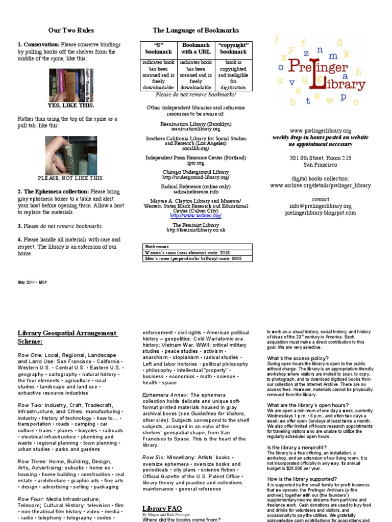Library Tri Fold May 2011 | PDF | Libraries | Bookbinding