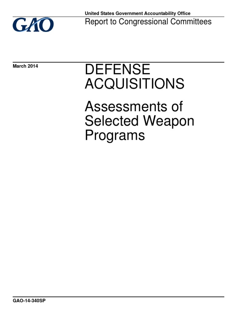 Defense Acquisitions Assessments of Selected Weapon Programs | PDF ...