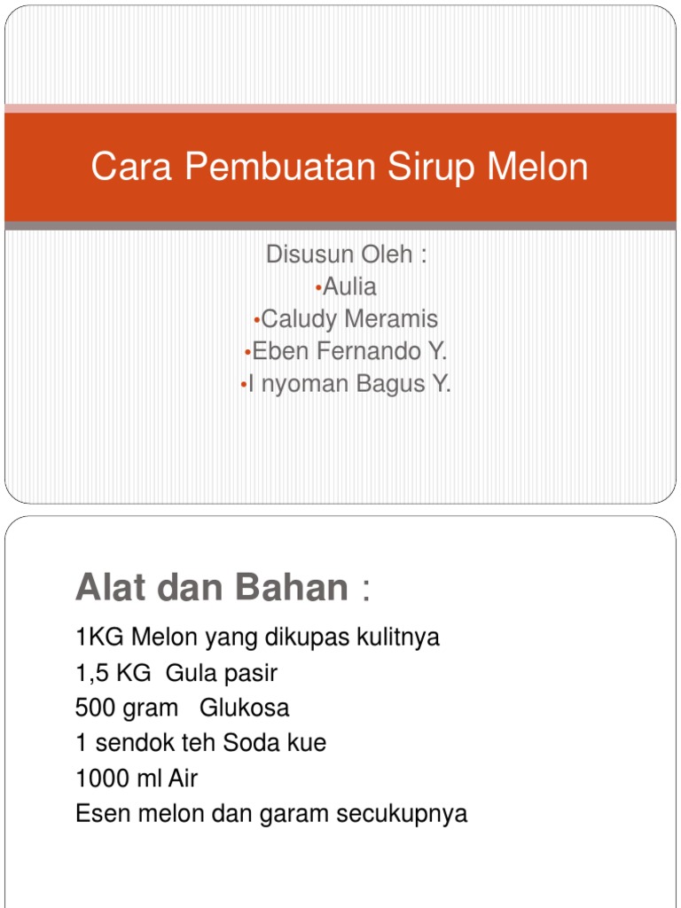 Cara Pembuatan Sirup Melon | PDF