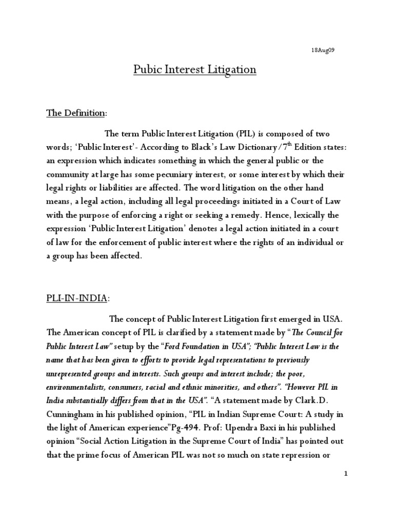 Understanding Public Interest Litigation in India | PDF | Standing (Law ...