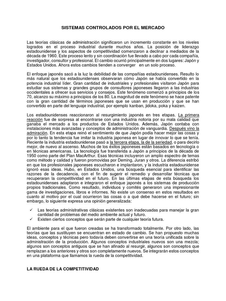 Sistemas Controlados Por El Mercado | PDF | Calidad (comercial) | Cliente