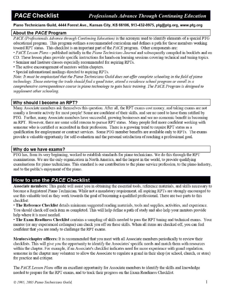 PACE Checklist05.Doc - PACE_Checklist | Personal Growth