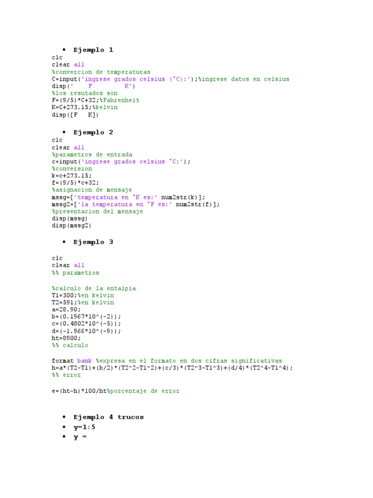 Ejercicios de Matlab | PDF