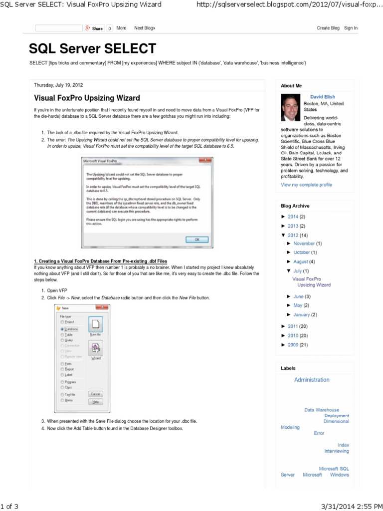 SQL Server SELECT - Visual FoxPro Upsizing Wizard | PDF | Microsoft Sql Server | Databases