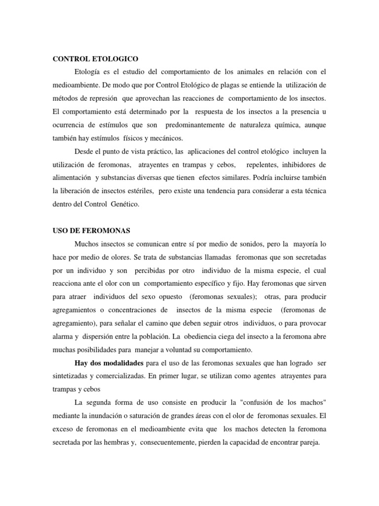 Control Etologico | PDF | Feromona | Insectos