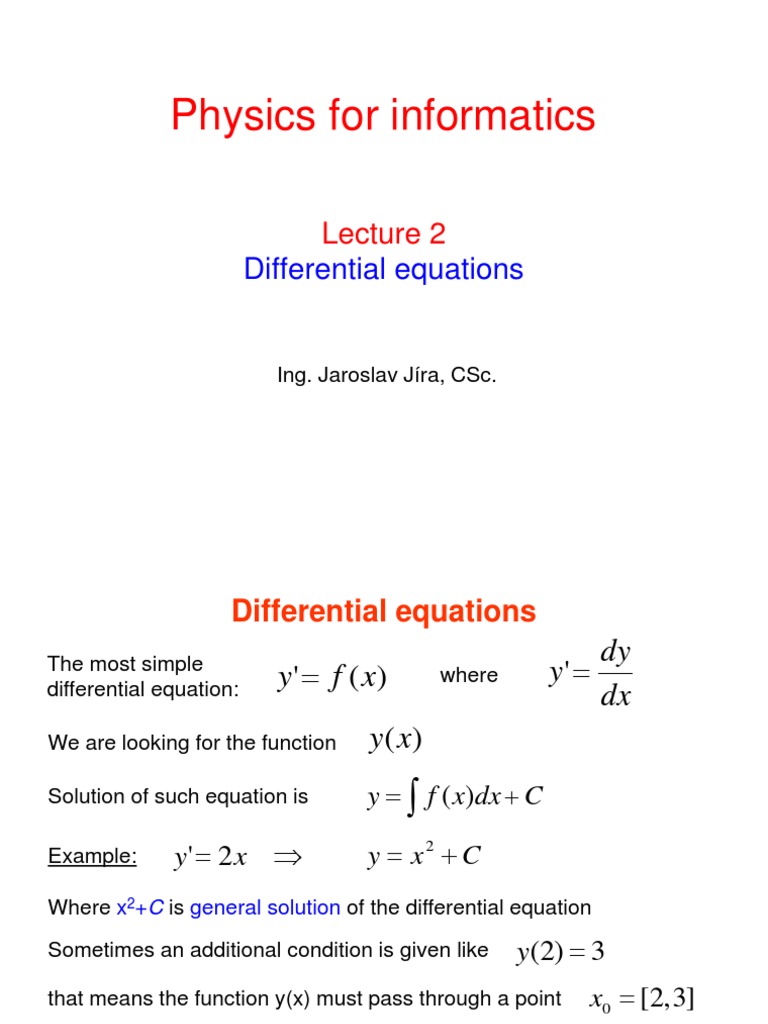 Differential Equations in Physics | PDF | Equations | Differential Calculus