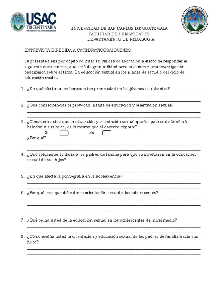 Cuestionario De Educacion Sexual Educación Sexual Modificación De