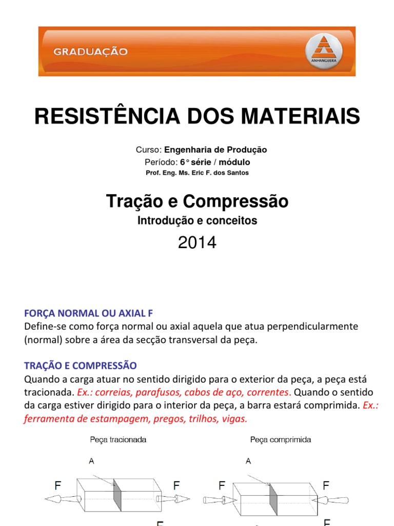 Tração e Compressão em Materiais | PDF | Estresse (Mecânica) | Mecânica ...