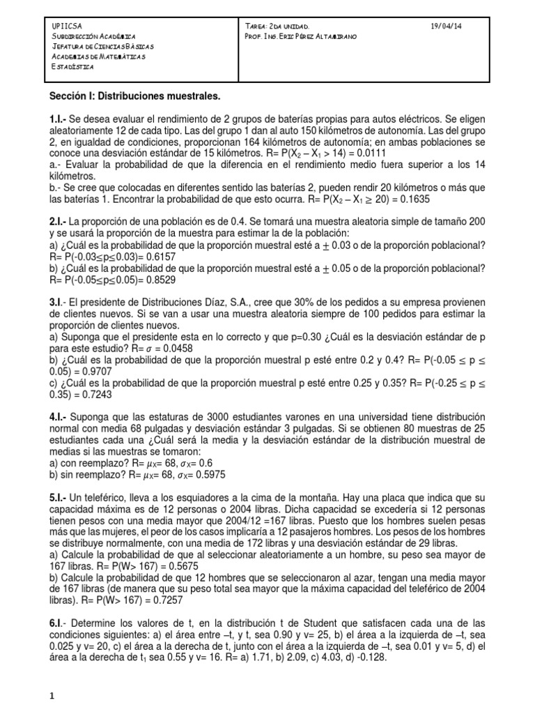 Est Ejer U2 | PDF | Desviación Estándar | Intervalo de confianza