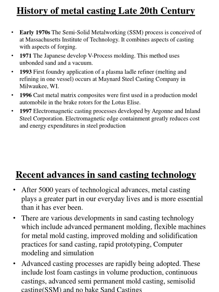 Recent Advances in Sand Casting | PDF | Casting (Metalworking ...