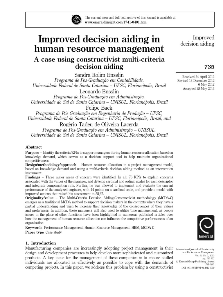 Improved Decision Aiding in | PDF | Evaluation | Level Of Measurement