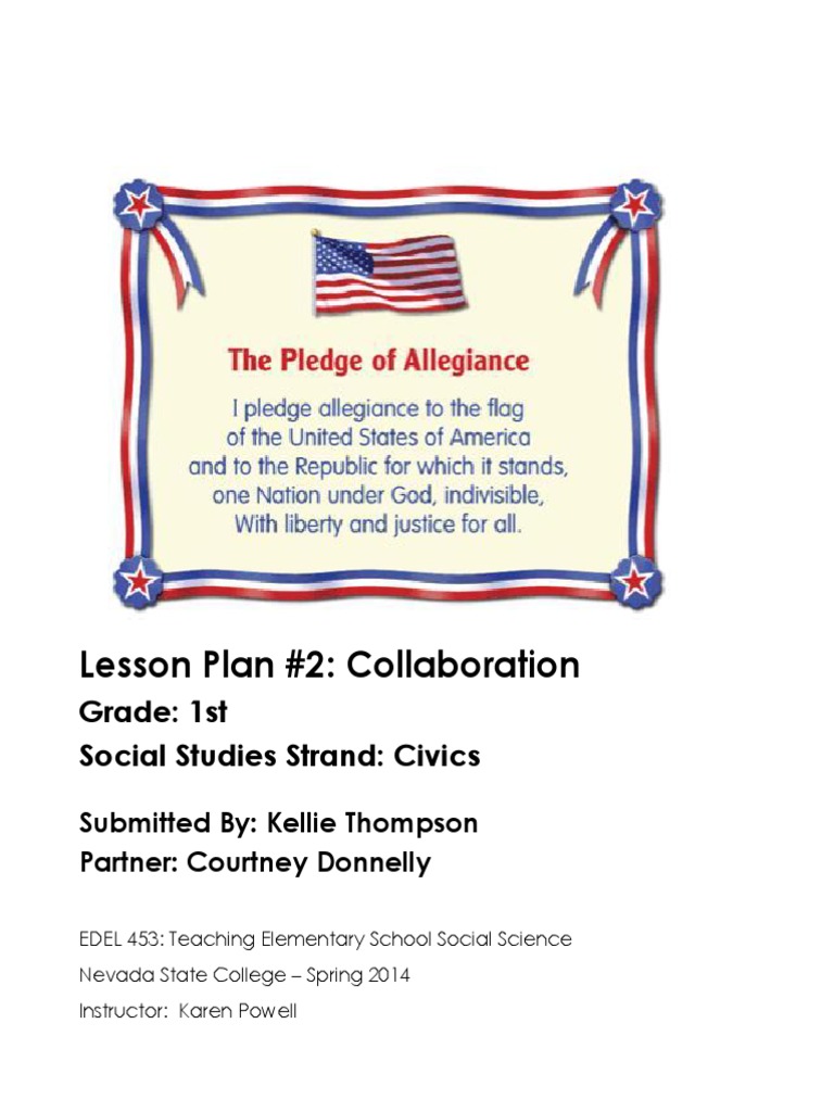 Pledge of Allegiance Lesson Plan #2 | PDF | Lesson Plan | Understanding