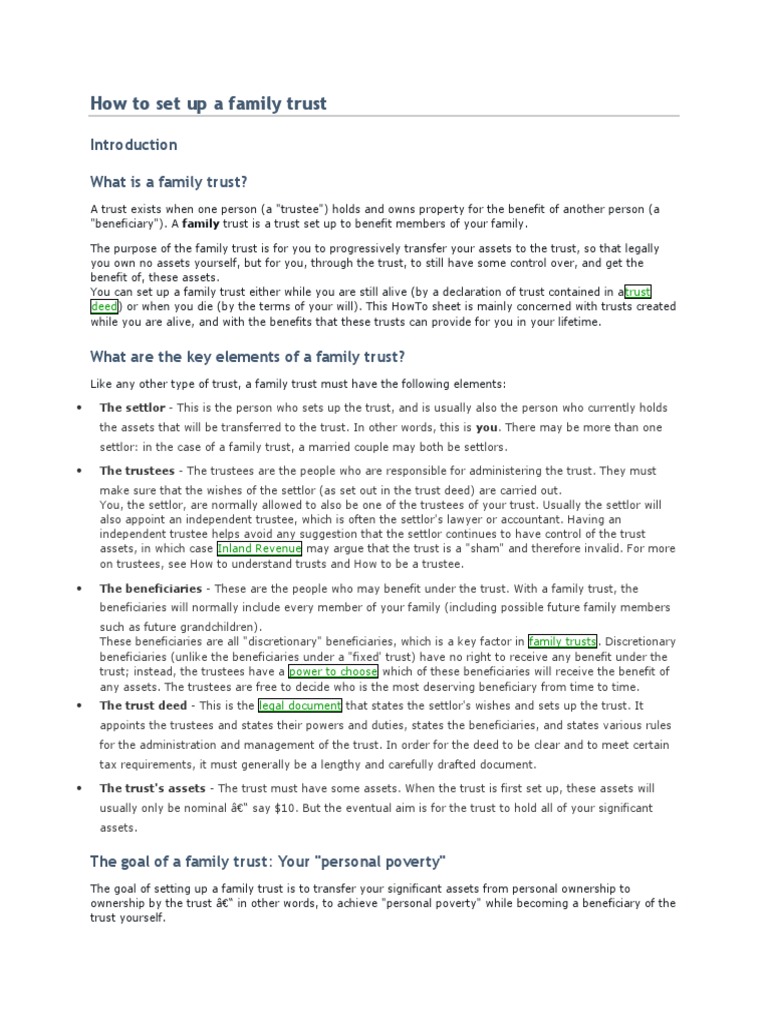 How To Set Up A Family Trust | PDF | Trust Law | Real Estate Appraisal