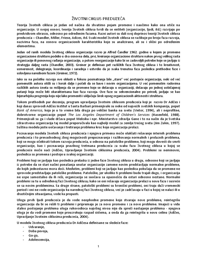 Zivotni Ciklusi Preduzeca | PDF