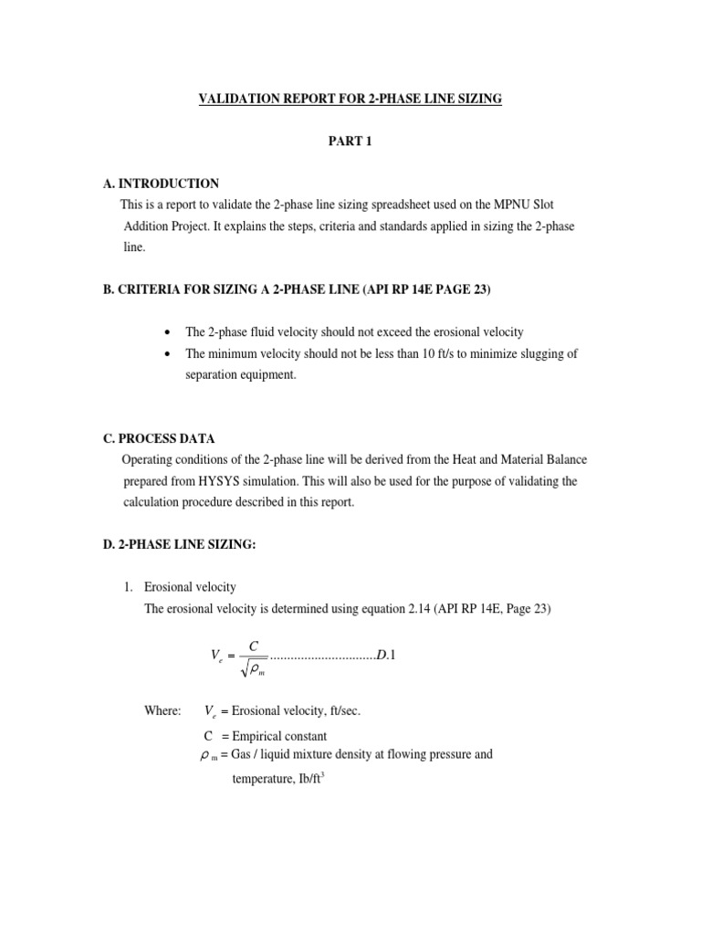 2-Phase Line Sizing Validation Report | PDF | Fluid Dynamics | Reynolds ...