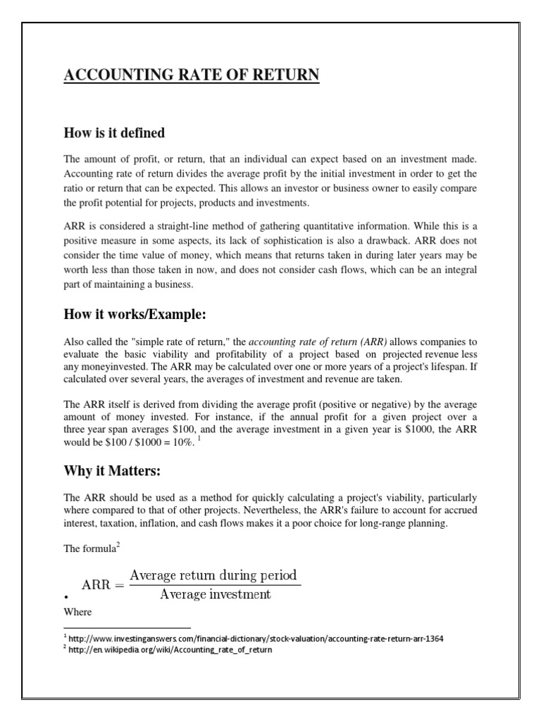 Accounting Rate of Return | PDF | Profit (Accounting) | Investing