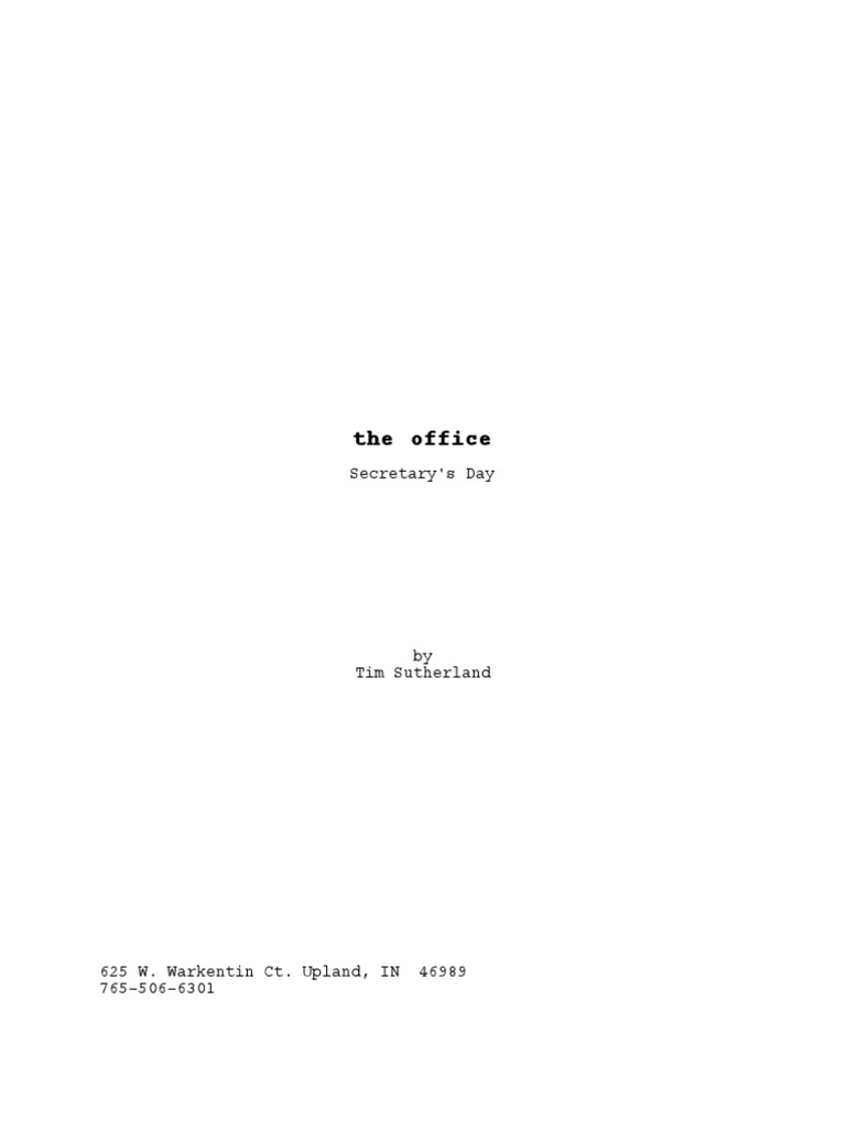 The Office Spec Script | PDF | Television Series | American Television ...