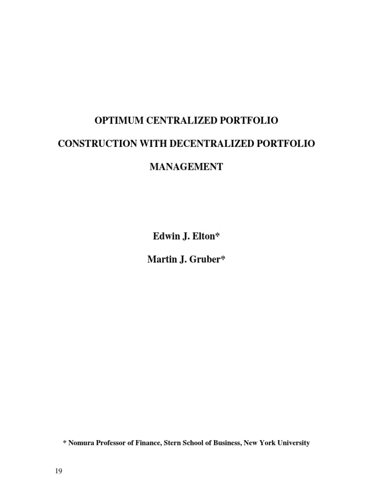Optimal Portfolio Management Guide | PDF