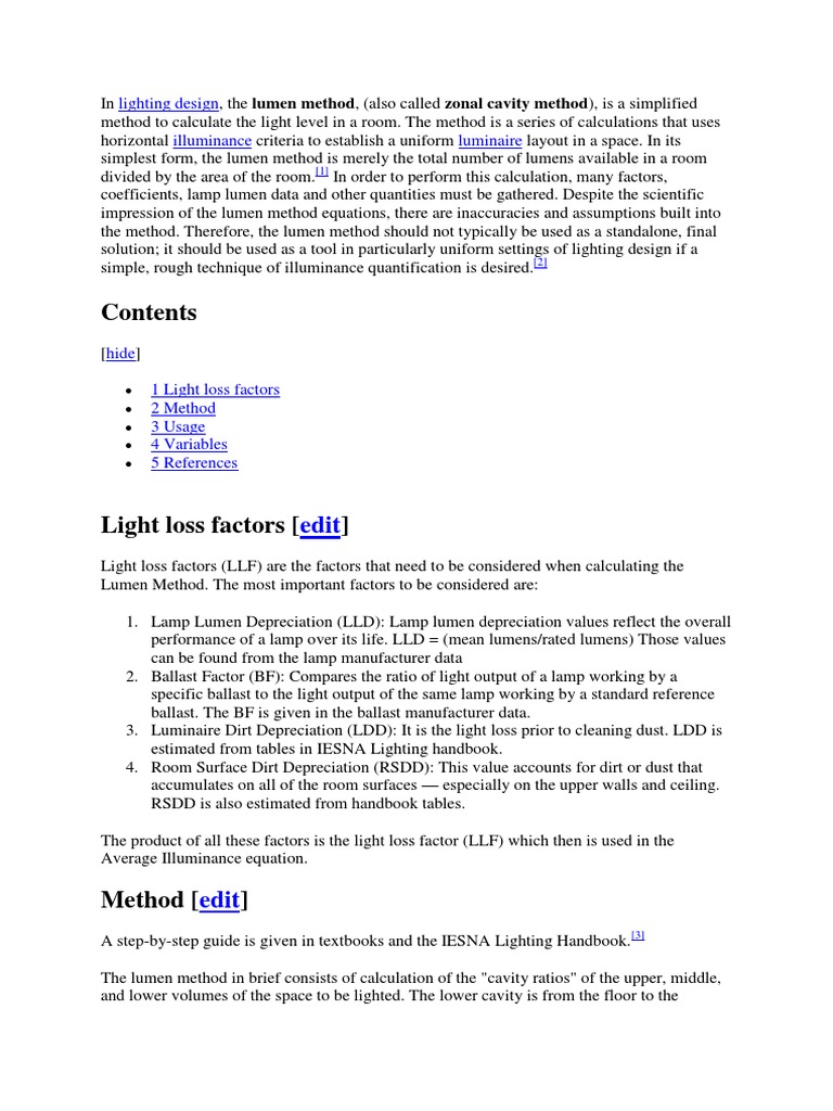 Lumen Method Calculation for Room Lighting Design | PDF | Architectural ...