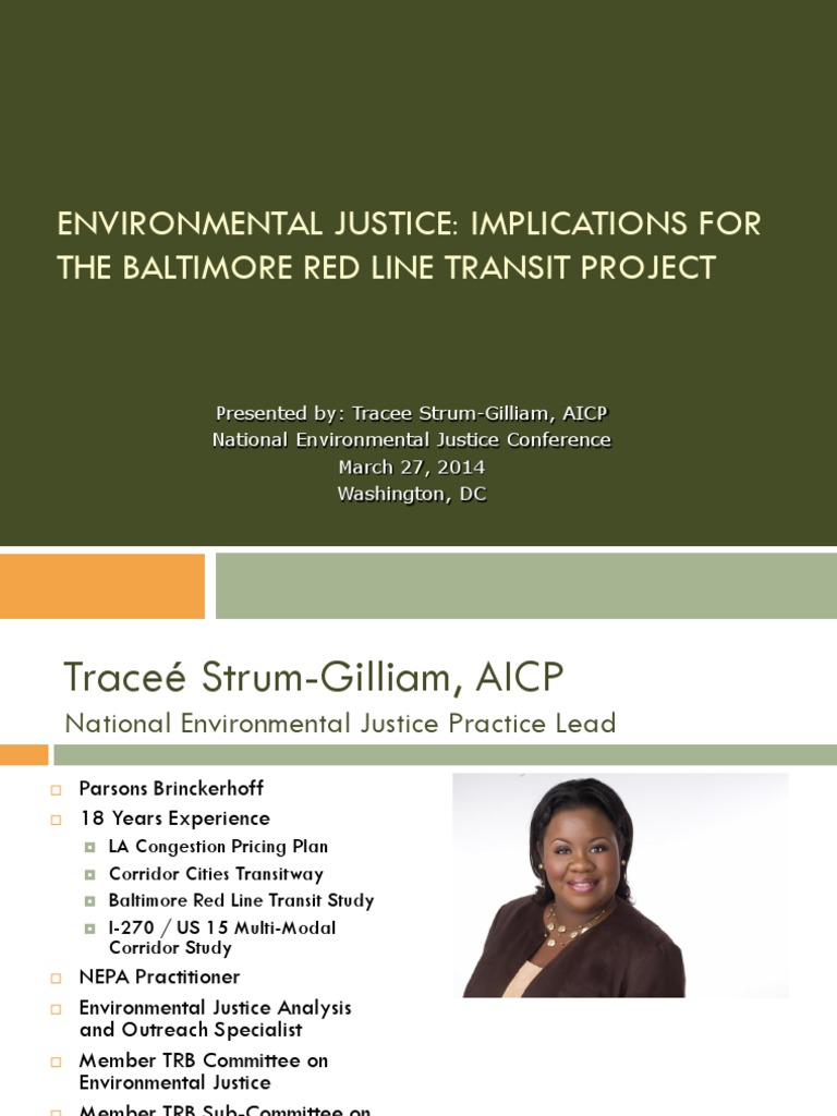 Environmental Justice: Implications For THE BALTIMORE RED LINE Transit ...