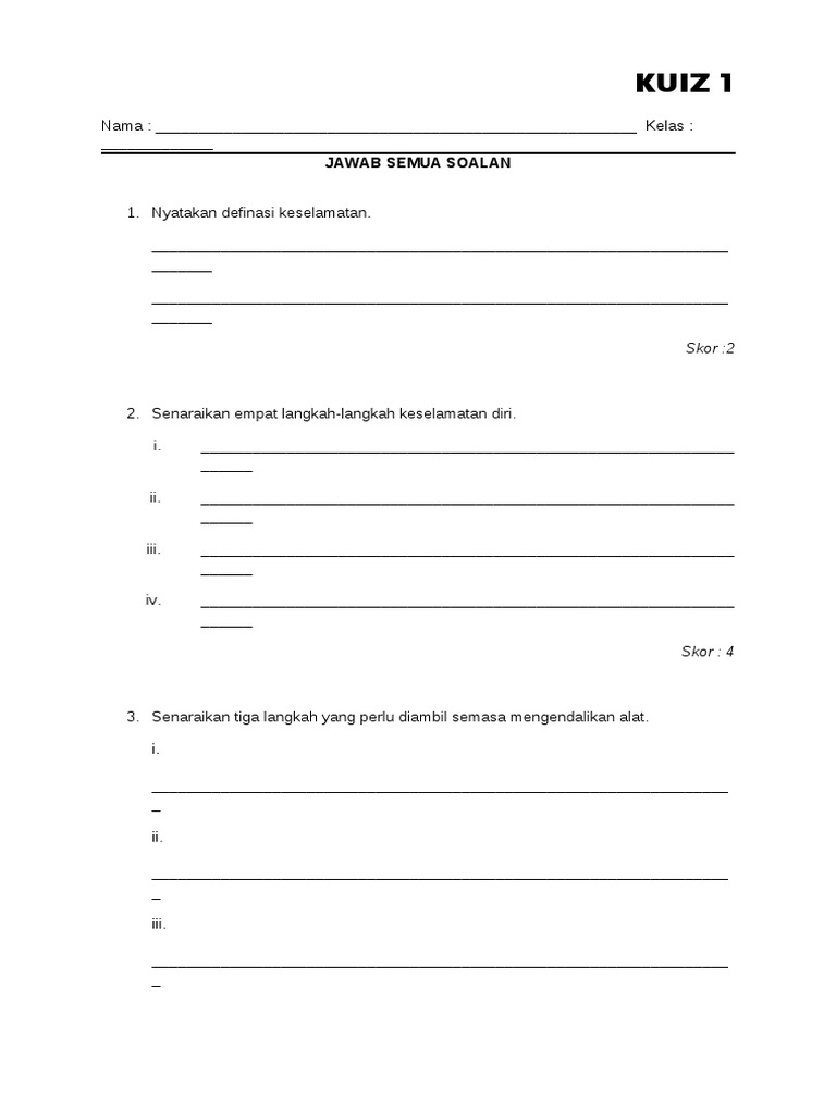 KUIZ 1 Safety | PDF | Bisnis | Komputer