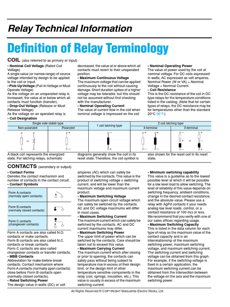 Small Signal Relay Techincal Info | PDF