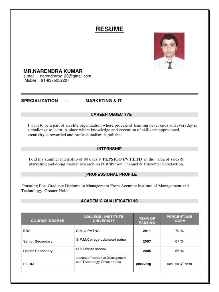 Narendra Resume | PDF