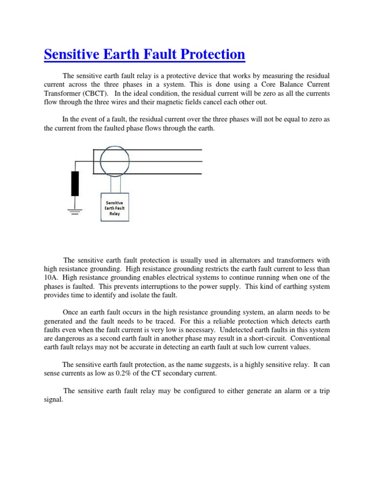 Sensitive Earth Fault Relay Guide | PDF