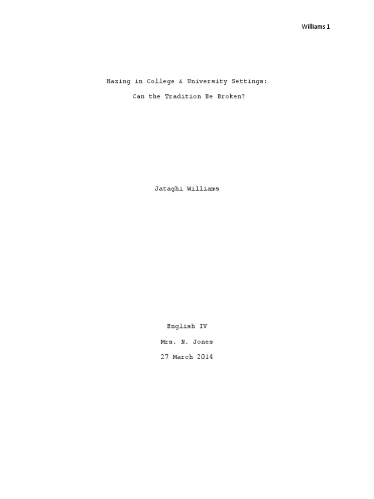 Hazing in College - Final Paper | PDF | Fraternities And Sororities ...
