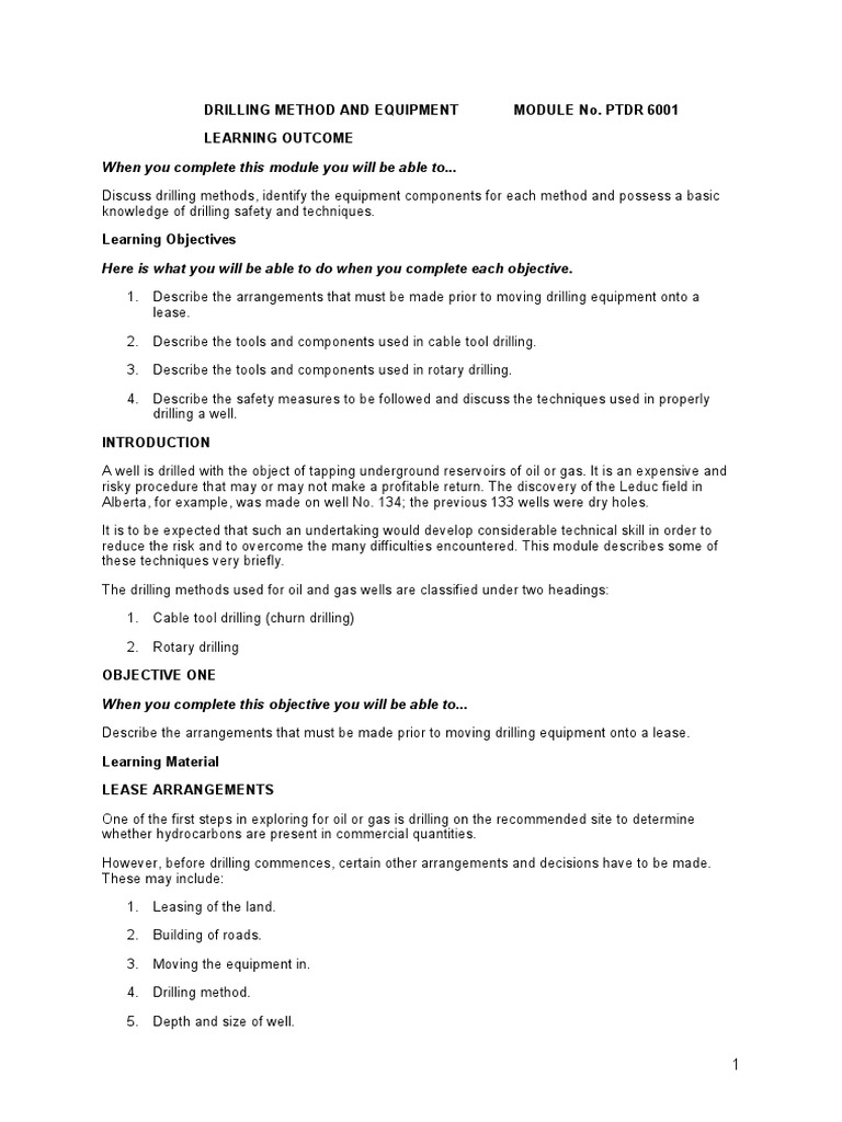 Drilling Methods and Equipment | PDF | Drilling Rig | Oil Well