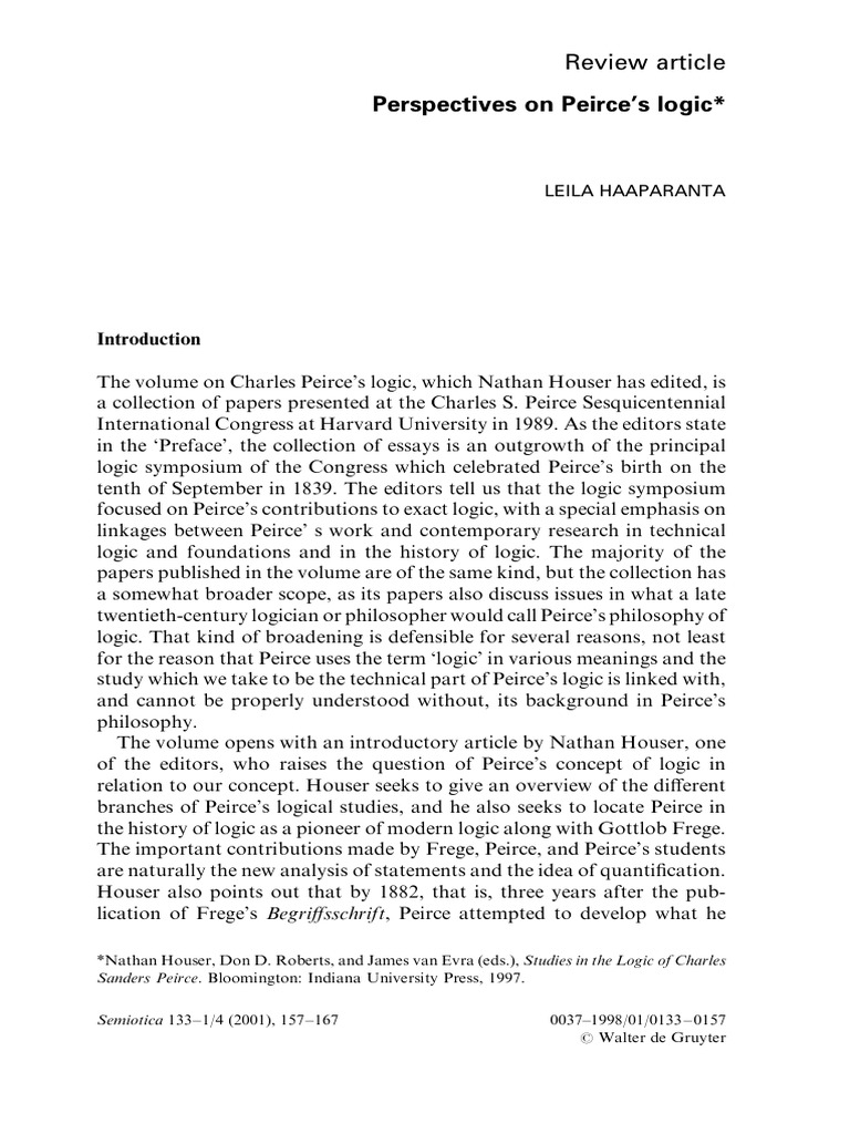 Perspectives On Peirce's Logic PDF | PDF | Charles Sanders Peirce ...