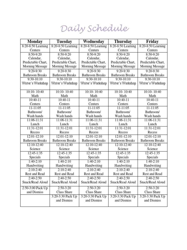 Daily Schedule | PDF