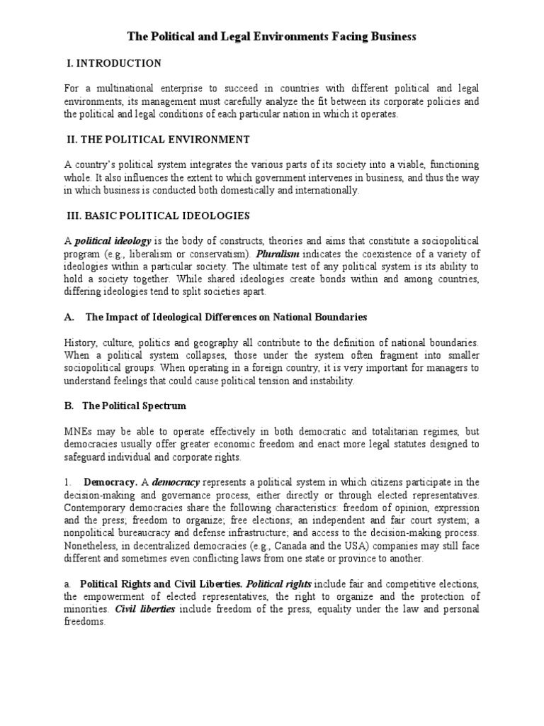 The Political and Legal Environments Facing Business | Download Free ...