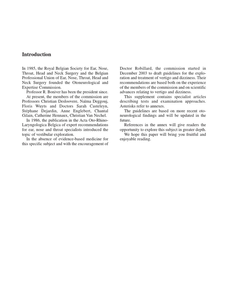 Guidelines for Vertigo Diagnosis and Treatment | PDF | Vertigo | Human Eye