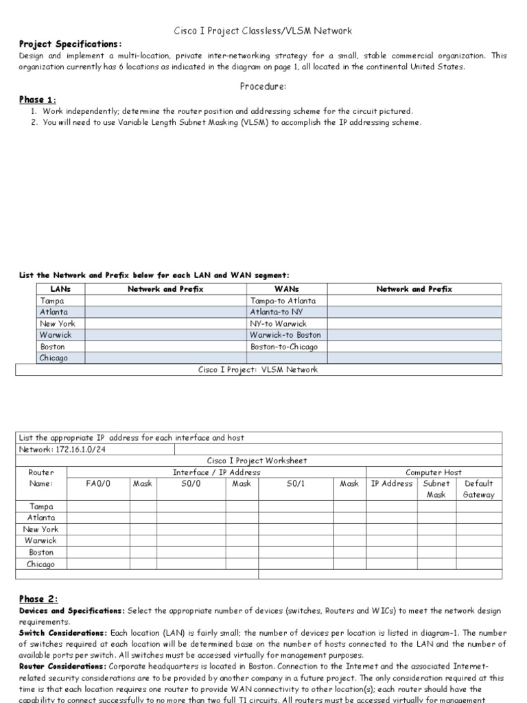 Cisco 1 Project | PDF | Router (Computing) | Ip Address