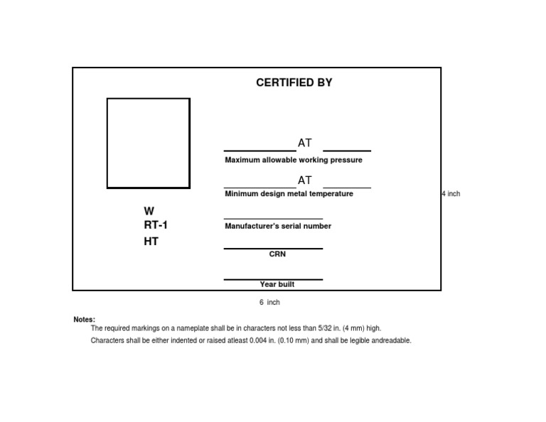 Nameplate ASME Section VIII Sample | PDF
