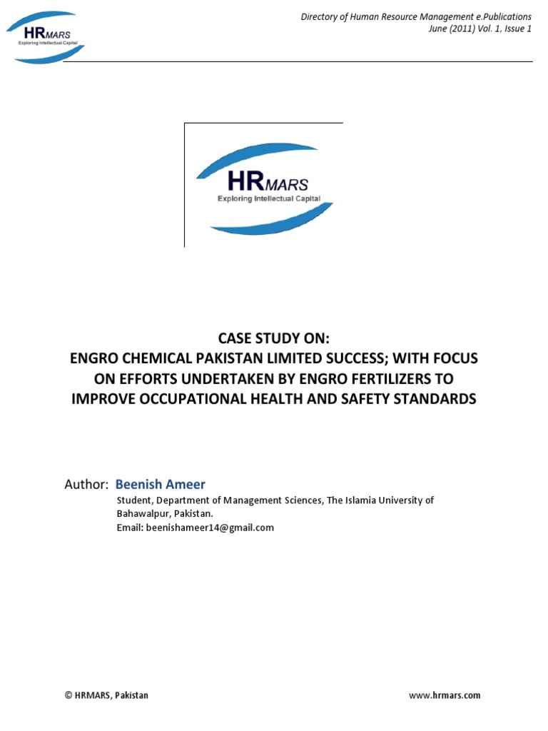 Case Study On Hse - Engro Chemicals | PDF | Corporate Social ...