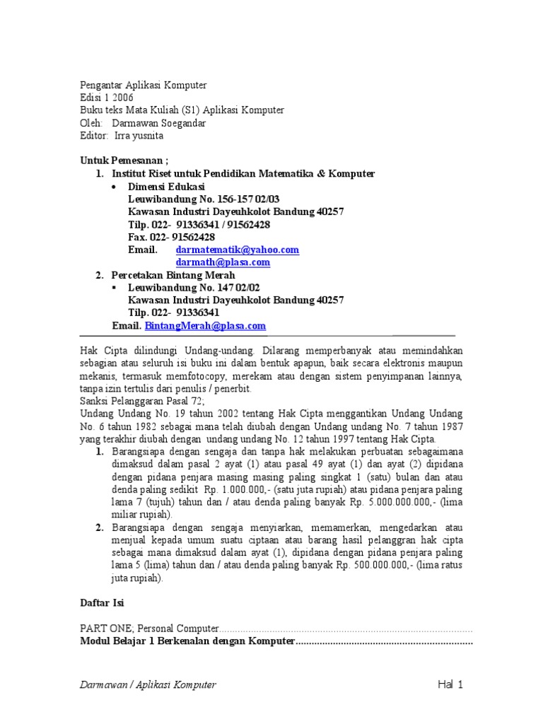 Aplikasi Komputer Edisi 1 2006 | PDF | Seni | Teknologi & Rekayasa