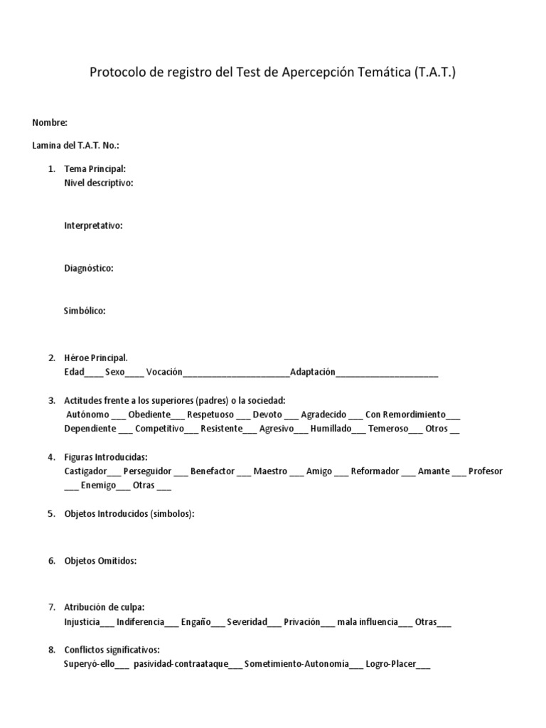 Protocolo de Registro TAT | PDF