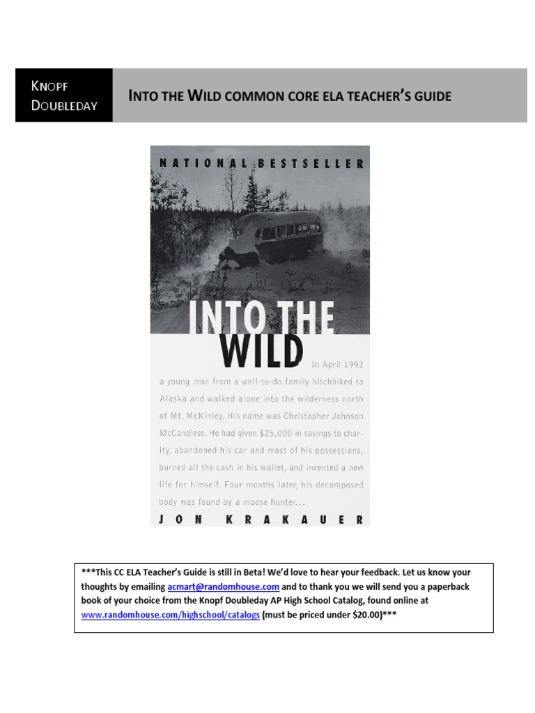 Into The Wild Common Core ELA Teacher's Guide | PDF | Common Core State ...
