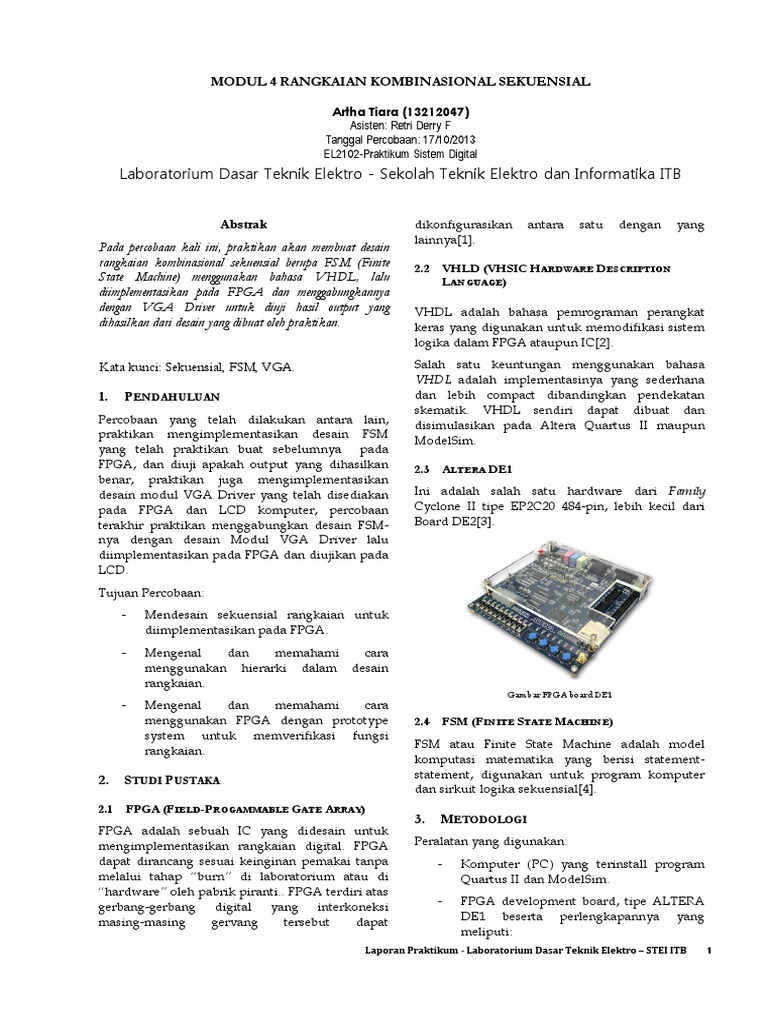 Desain FSM dan VGA pada FPGA ITB | PDF