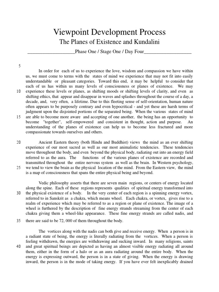 Viewpoint Development Process: The Planes of Existence and Kundalini ...