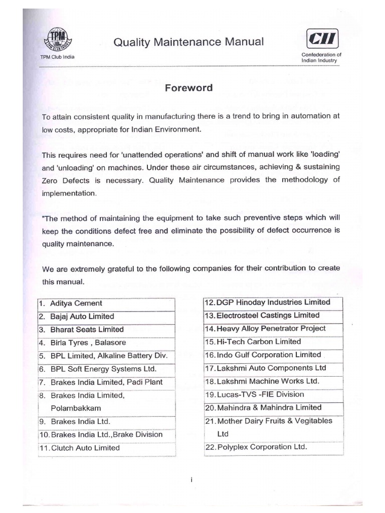 03 Quality Maintenance Manual | PDF