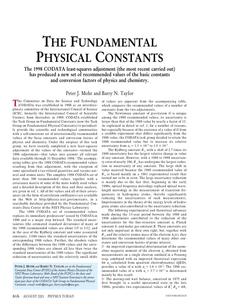 Constantes Fisicas | PDF | Proton | Neutron