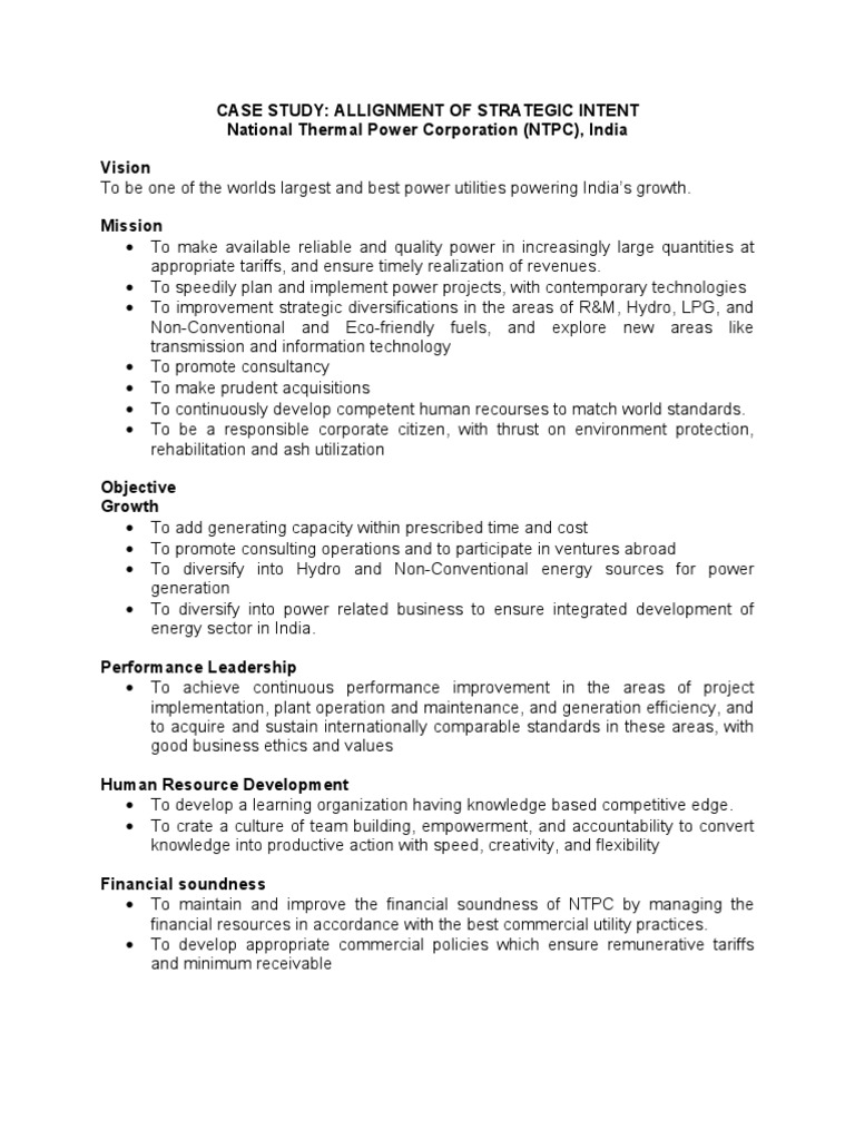 Case Study On Strategic Intent | PDF | Corporate Social Responsibility ...