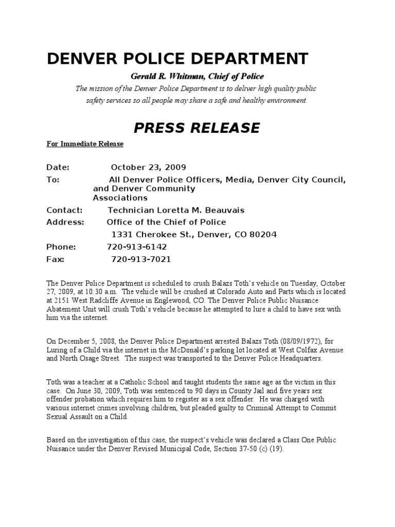 Denver Police Department | PDF | Denver | Police