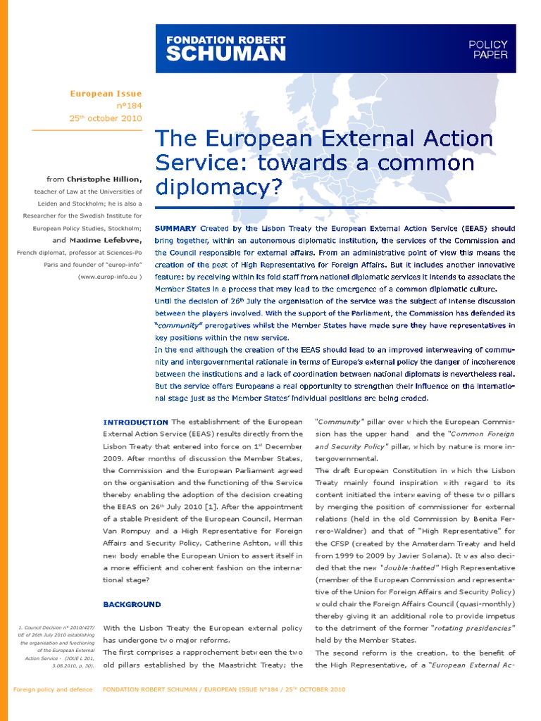 The European External Action Service: Towards A Common Diplomacy? | PDF ...