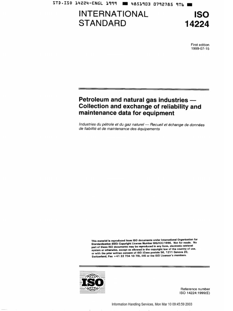 Iso 14224 Confiabilidad y Mantto | PDF